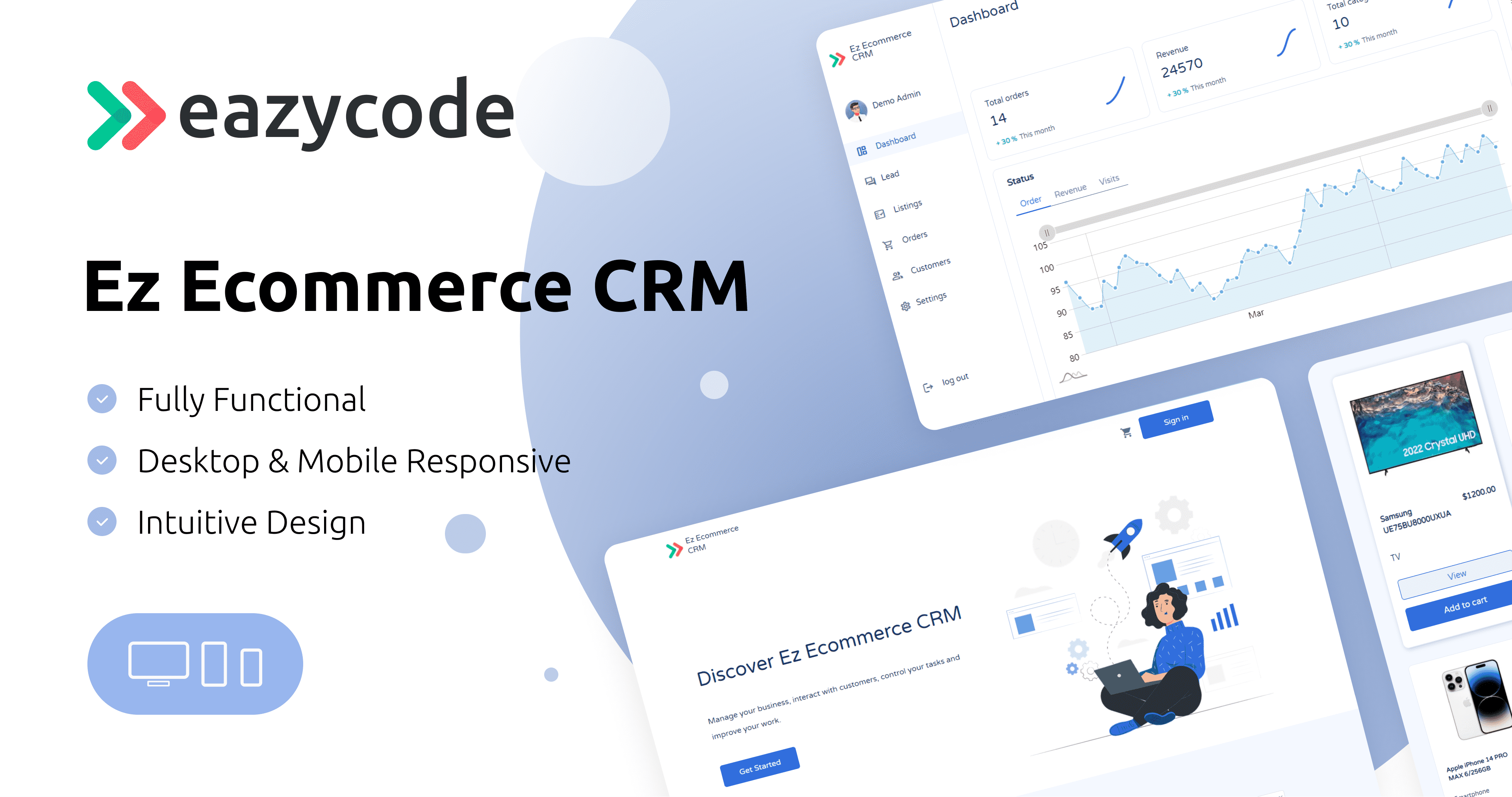 Ez Ecommerce CRM template - NoCode Bubble.io Template by EazyCode - NoCode Agency
